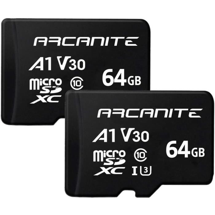 Lot De 2, 64 Go Cartes Mémoire Microsdxc Uhs-I U3, A1, V30, 4K, C10 ...