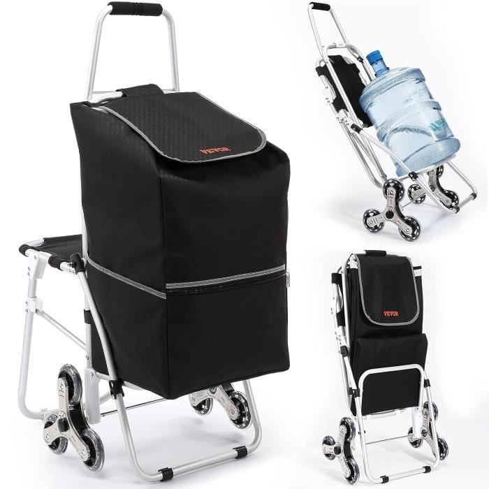 VEVOR Chariot de Courses Pliable 50 L Chariot Monte Escalier capacité ...