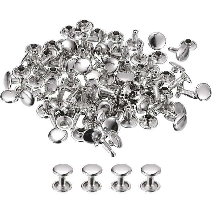 50 Ensembles Cuir Rivets, 9Mm Double Casquette Rivets 10Mm Hauteur ...