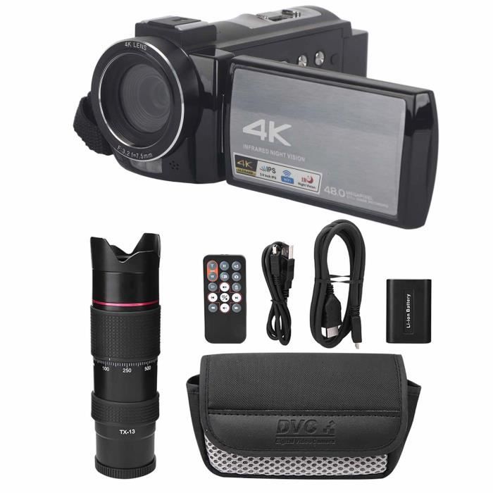 Caméra vidéo numérique HDR-AE8 4K HD WIFI avec zoom intelligent 16X ...