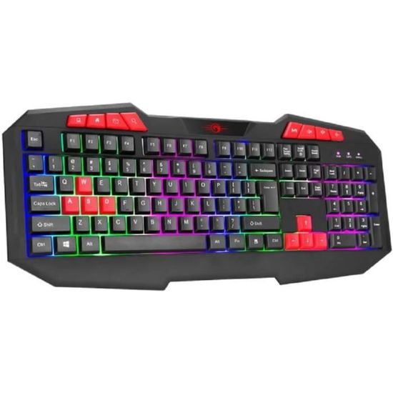 Clavier Gaming Keyboard Rétroéclairé Led Filaire Touches Multimédia ...