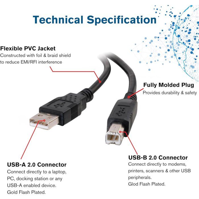 Câble imprimante USB 2.0 A vers B, Noir 3m, Compatible HP,Epson,Brother ...