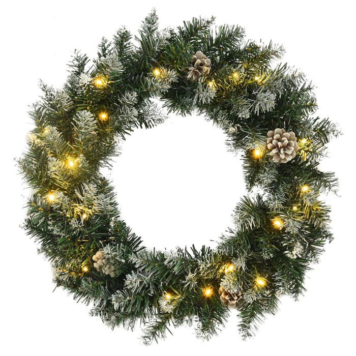Couronne de Noël avec lumières LED - WIENS - Vert - 45 cm - PVC - 20 ...
