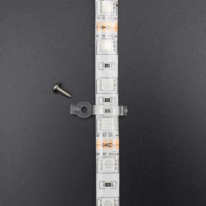 Ridgetube 100Pcs Clips De Fixation Ruban Led 10Mm Avec Les Vis Pour ...