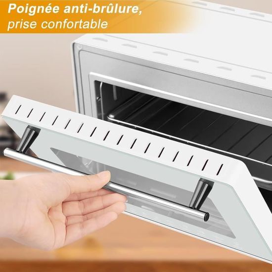 Mini Four Électrique 10L - WOLTU - Blanc - 650W - Chauffage, décongélation, cuisson, rôtissage ...