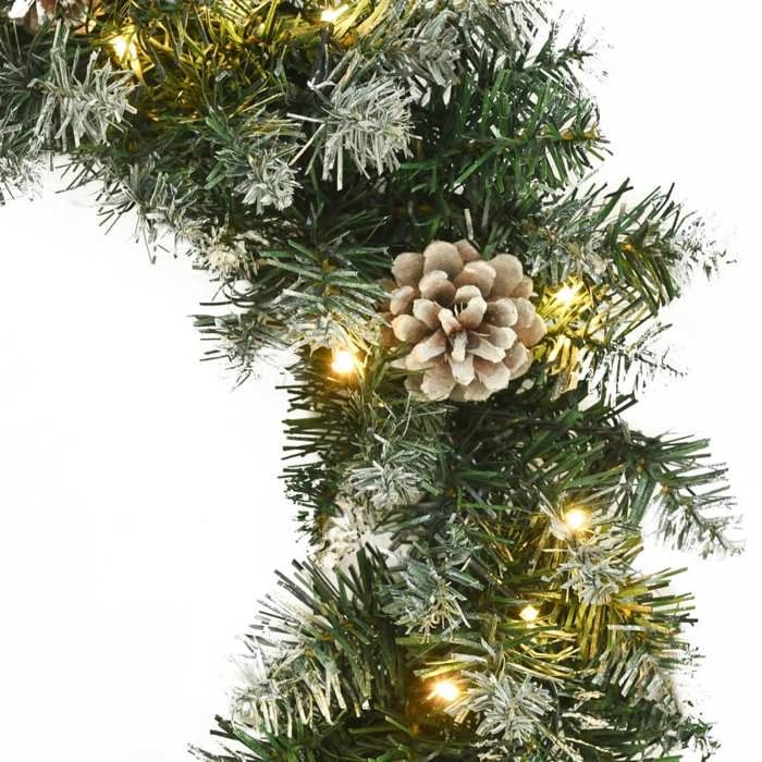 Couronne de Noël avec lumières LED - WIENS - Vert - 45 cm - PVC - 20 ...