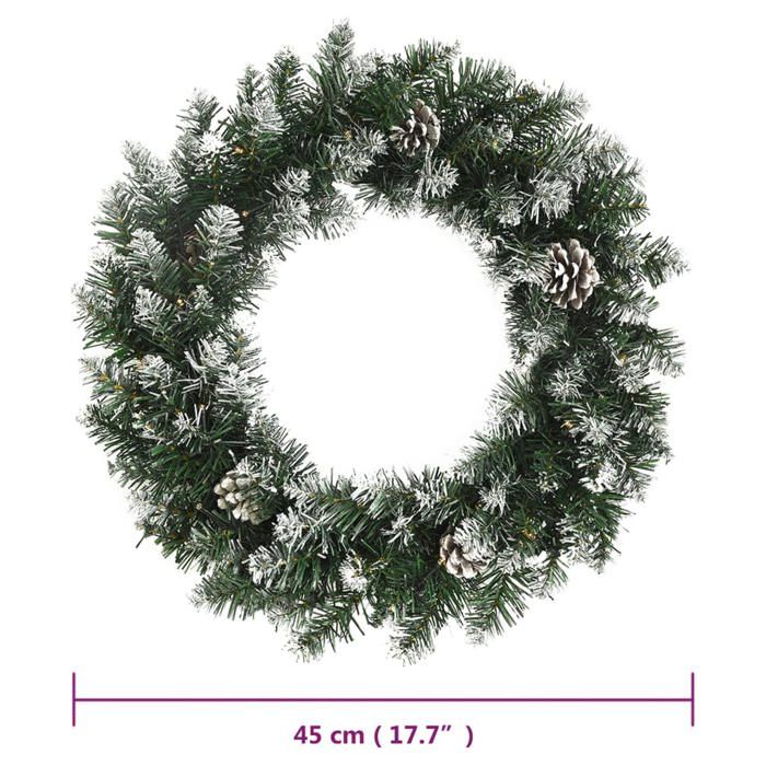 Couronne de Noël avec lumières LED - WIENS - Vert - 45 cm - PVC - 20 ...