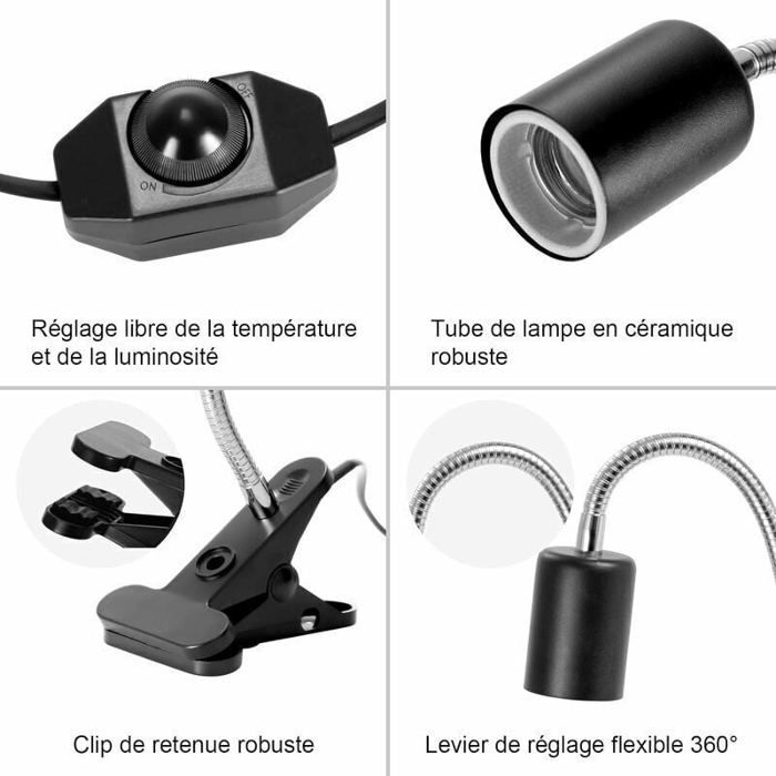 Lampe chauffante pour reptiles - MICH - Kit avec 2 ampoules - UVA et ...