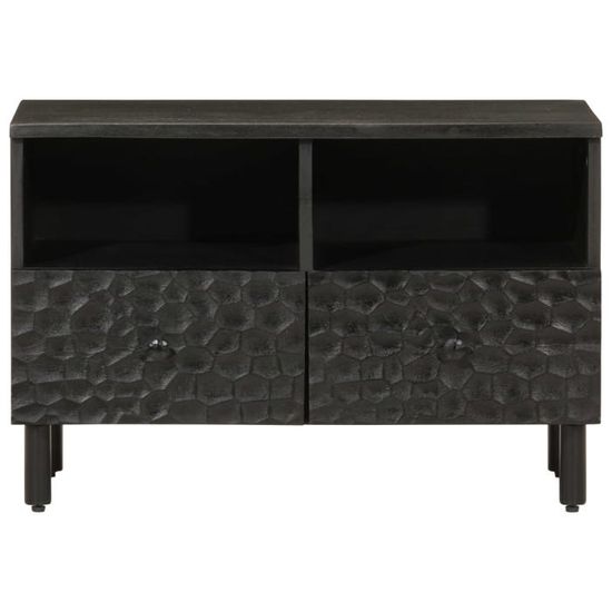 Meuble TV/Hi-Fi - lemon - noir 70x33x46 cm bois massif de manguier ...