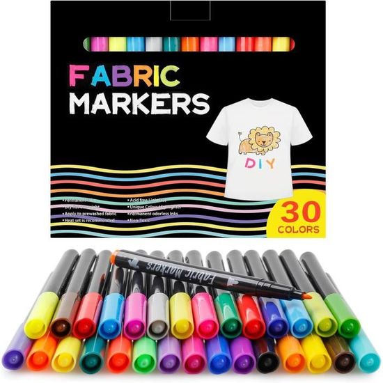 Feutre Textile 30 Couleurs, Feutre Tissu Textile Permanent, Peinture ...