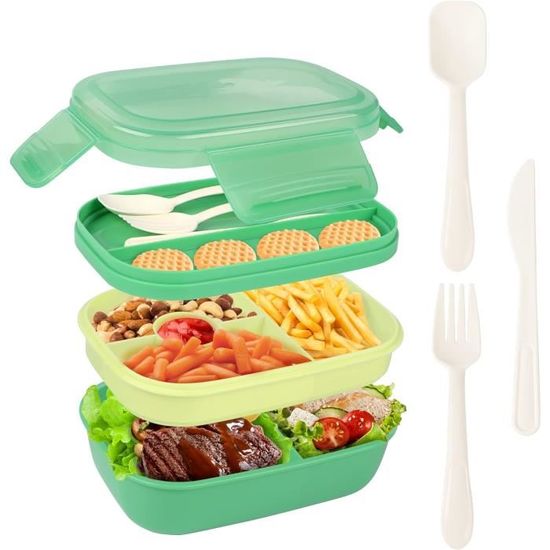 Boîte Bento À 3 Étages, 1900Ml Boîte À Déjeuner Avec 3 Couverts, Lunch ...