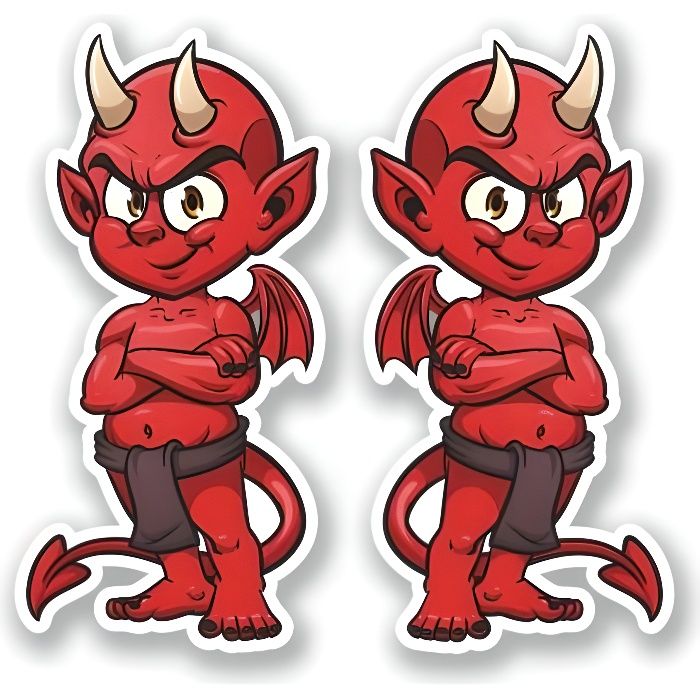 Autocollant Sticker 2 x Rouge diable devil autocollant moto casque de ...