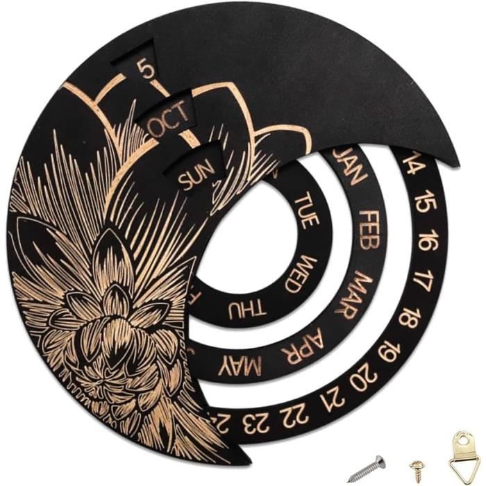 Calendrier Rotatif Rond, Calendrier Perpétuel de Lune Réglable de 10 ...