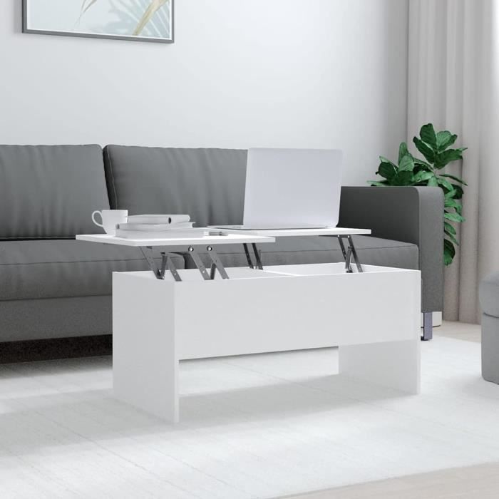 Table Basse Réglable En Hauteur Avec Plateau Relevable,Table De Salon,Table Basse Avec Espace De ...