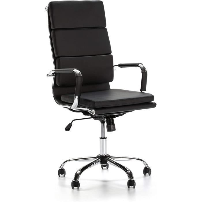 TJS-Fauteuil de Bureau Morgan inclinable Noir Cuir synthétique Chaise ...