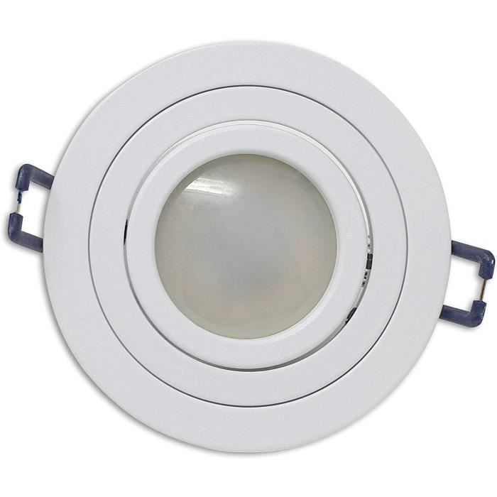 LED downlight Blanc - rond 5W blanc froid 12V plat - MR16 downlight ...
