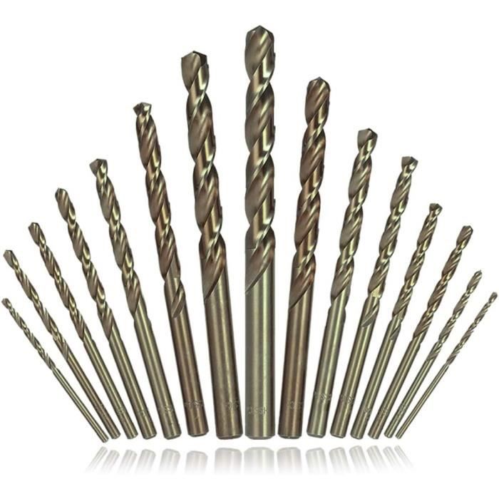 Lot de 15 forets hélicoïdaux HSS, lot d’outils coupant tige droite ...