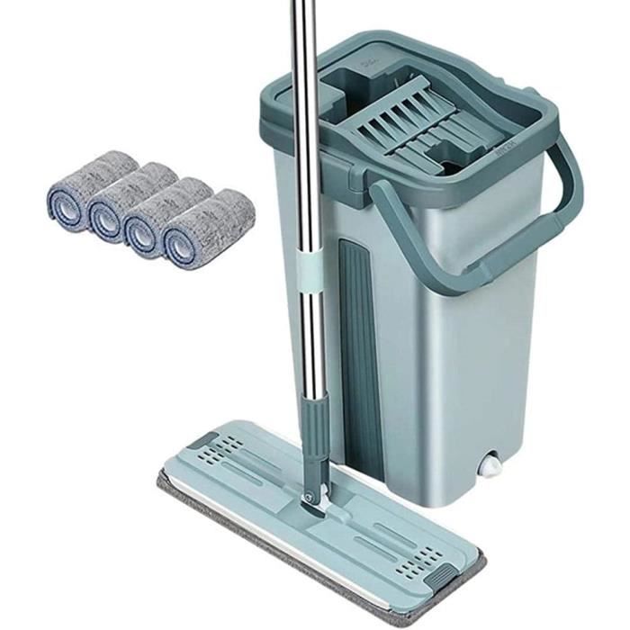 Kit Balai Serpillère Seau Essoreur Balai Auto Séchant Microfibre Plat ...