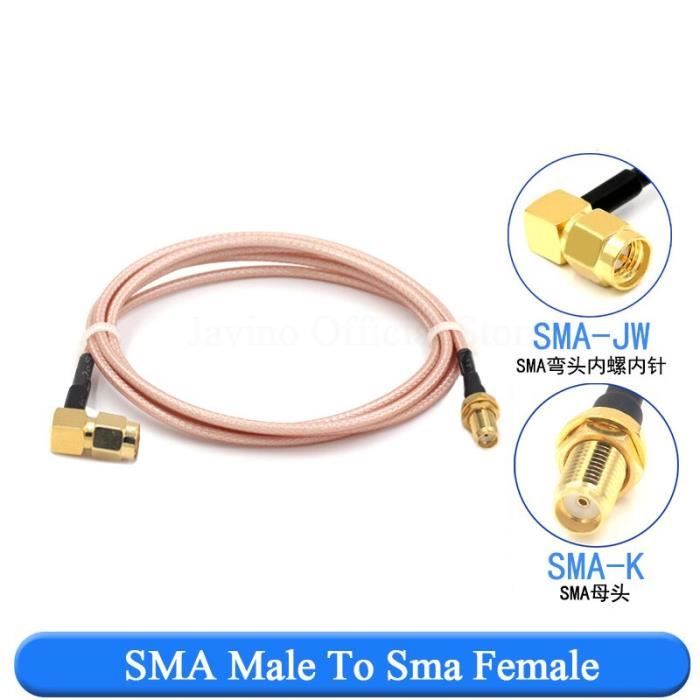 SMA-JW à SMA-K - 10 cm - Câble de connexion RF mâle à femelle RG316, adaptateur écrou'extension ...