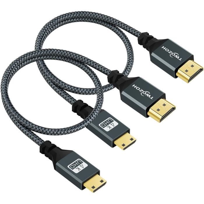 Mini Câbles Hdmi Vers Hdmi 0,3M Lot De 2. Nylon Tressé Mini Hdmi C Vers ...