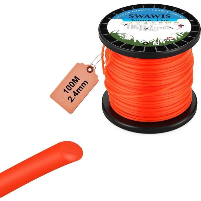 Fil De Coupe Nylon Rond 2,4Mm-100M Bobine De Tondeuse Trimmer Line De ...