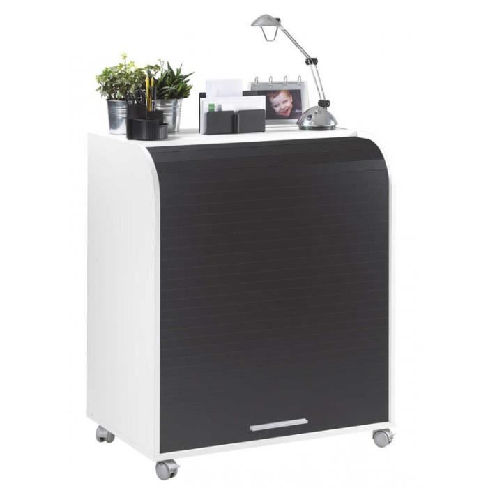 Bureau secrétaire informatique mobile moderne Dusty Blanc/noir 94 cm ...