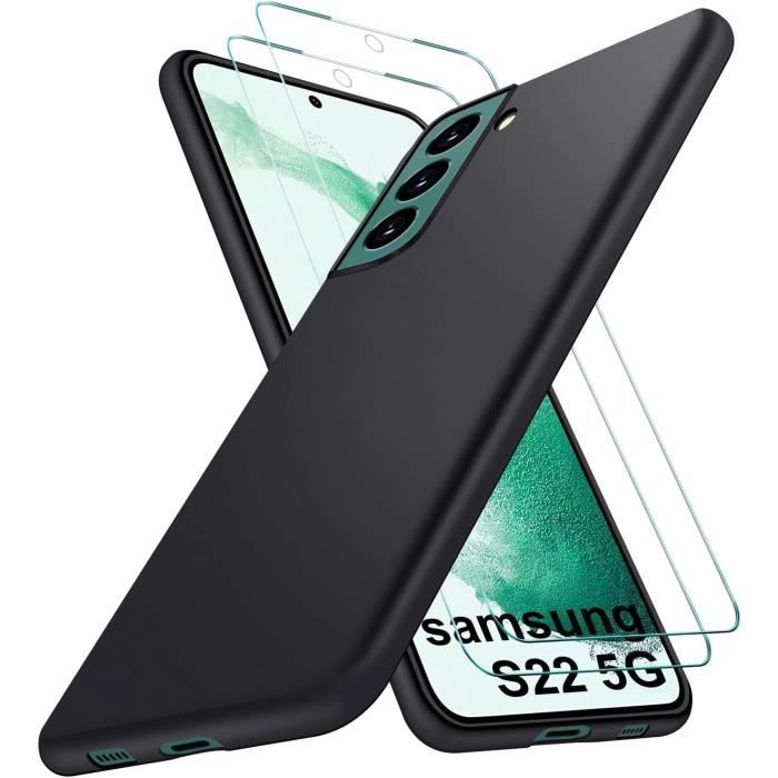 Coque Samsung Galaxy S22 5G 6.1 , 2 Pièces Verre Trempé Protection ...