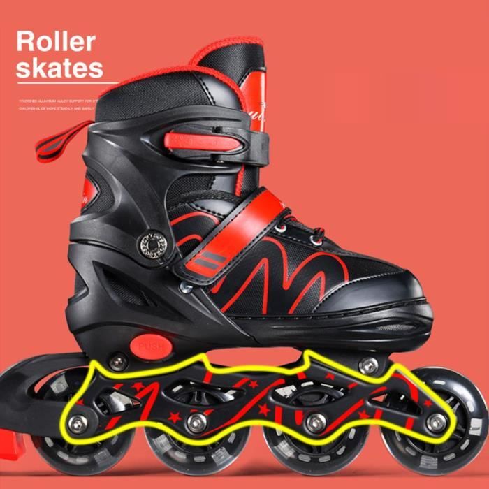 Rollers en ligne réglables - YOSOO - Roller enfant - Roues lumineuses - Rouge - Achat / Vente ...