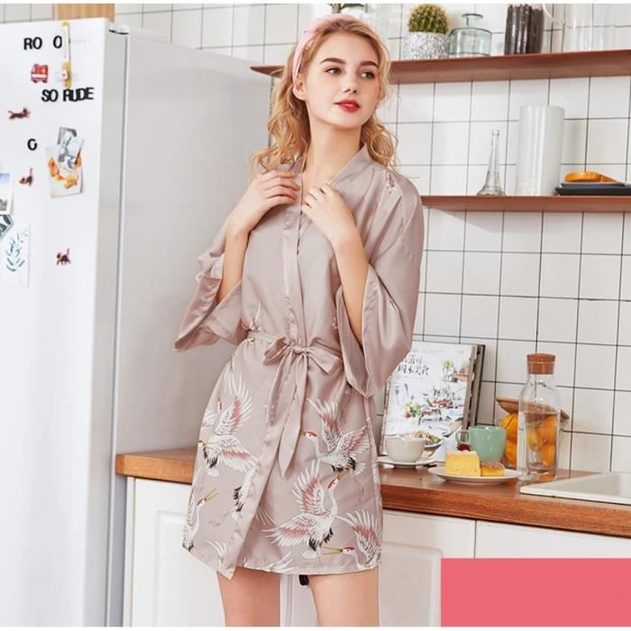 Pyjama en satin de soie,Robe de nuit longue en Satin pour femmes ...