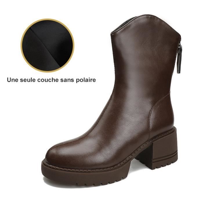 Bottes hautes femmes - VITATA - PU cuir - Plateforme - Bout rond ...