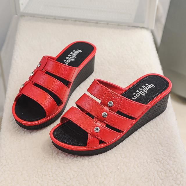 Sandales Compensées Souples Antidérapantes AY™ - Rouge - REMYCOO Rouge ...