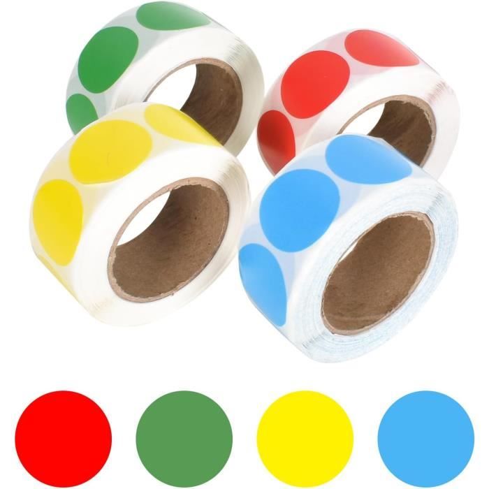 2000 Pièces 25Mm Étiquettes Rondes De Codage Couleur, 4 Rouleaux ...