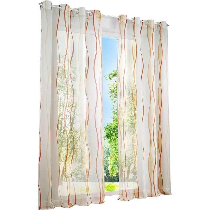 1Pièce Rideau Voilage Photique Lxh-140X145Cm Avec Impression Vague ...