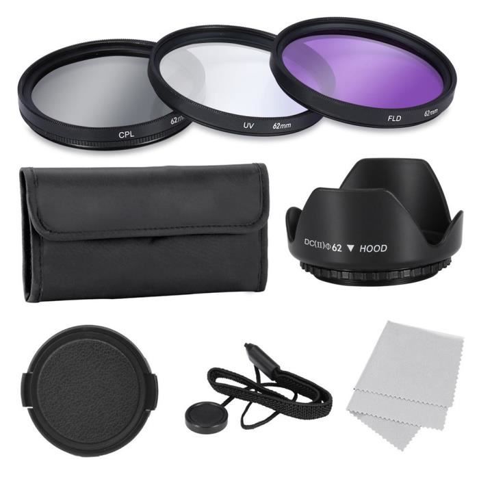 Kit de filtres de lentilles de 62mm pour camera 62mm - comprend sac de ...