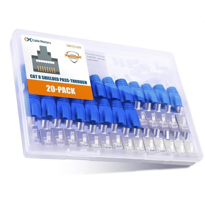 Lot De 20 Connecteur Rj45 Cat 8 Cat 7 Cat 6 Traverser Avec Embouts De ...