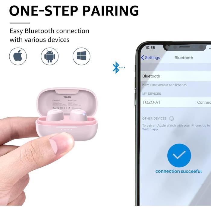 A1 Mini Casque Bluetooth Sans Fil Bluetooth 5.3, Écouteurs Intra ...