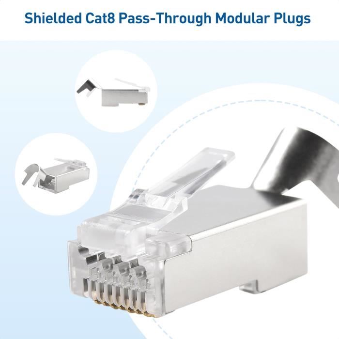 Lot De 20 Connecteur Rj45 Cat 8 Cat 7 Cat 6 Traverser Avec Embouts De ...