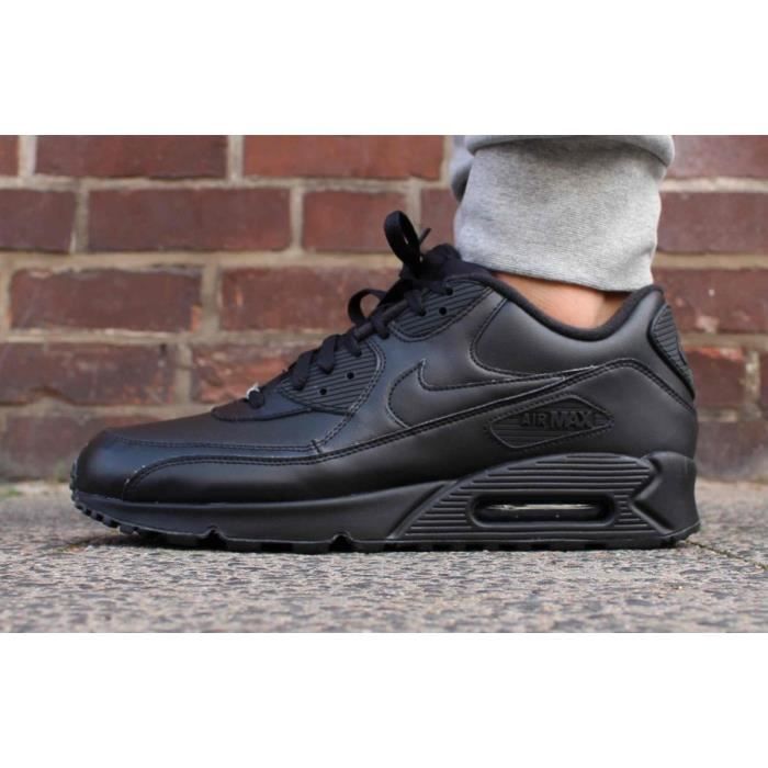 Nike Air Max 90 ESSENTIAL Noir / Noir Cuir noir - Cdiscount Chaussures