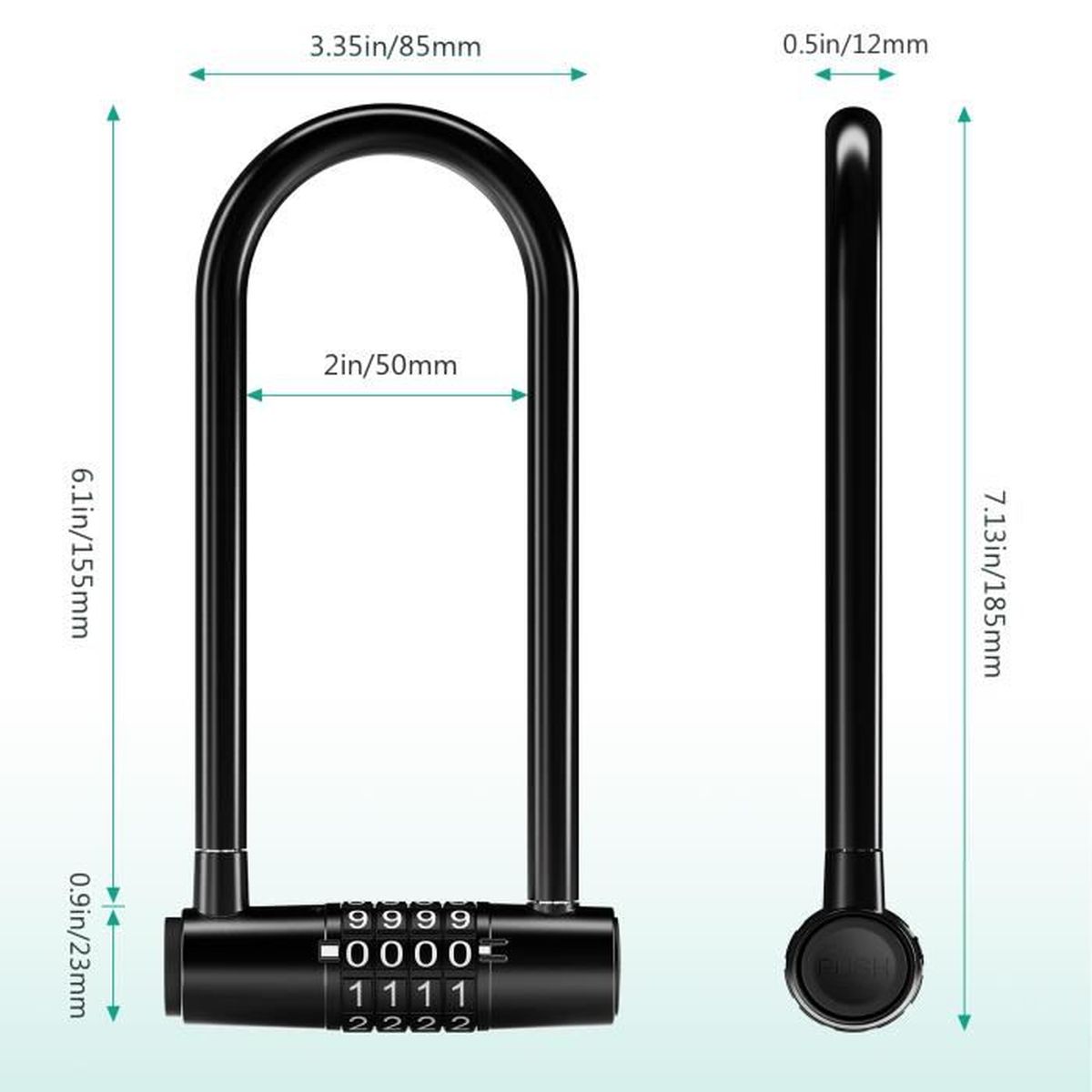 Cadenas à code, Cadenas de sécurité, Antivol Velo Code à 4 Chiffres ...