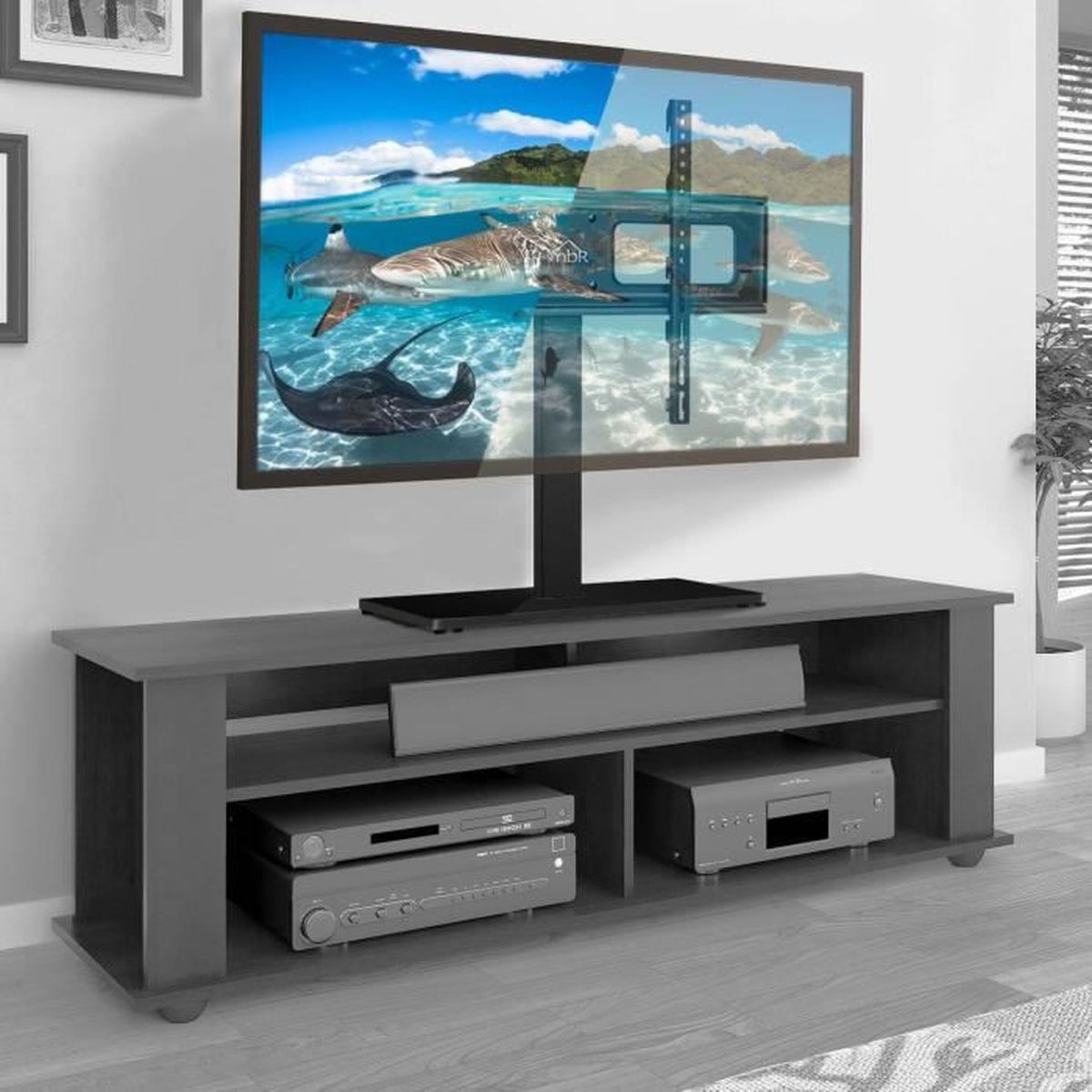 Meuble Téléviseur Pied Support TV Réglage pour Télé LED Ecran PC de 37 ...