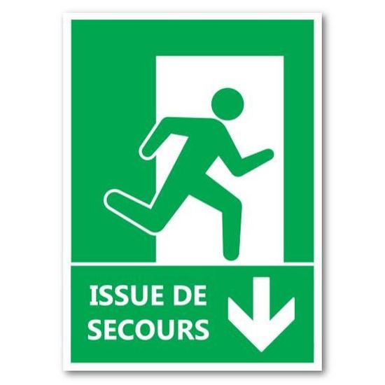 Signalisation Sécurité Secours - Issues de secours en bas avec flèche ...