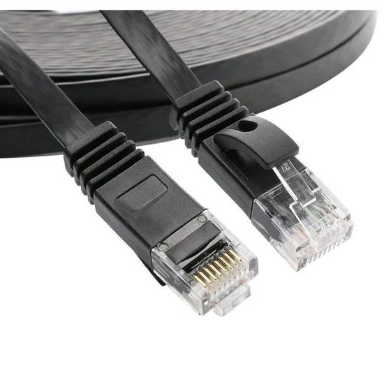 Cable Ethernet Plat Blinde CAT6 RJ45 10GB, Couleur: Noir, Longueur: 8m ...