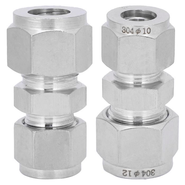 AYNEFY adaptateur droit de connecteur à double virole 2 pièces adaptateur de raccord de tube de ...