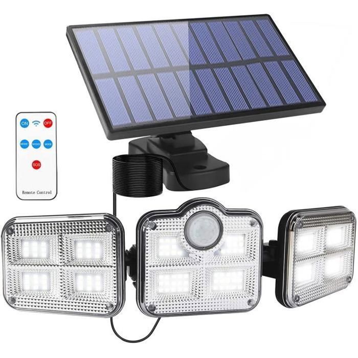 APPLIQUE EXTERIEURE Applique murale solaire LED 3 têtes 122 Leds avec ...