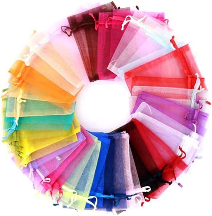 10 X 15Cm Sacs Organza,100 Pcs Sachets Couleur Mélangée Pochettes ...