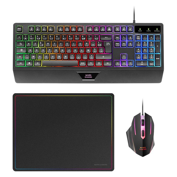 Mars Gaming MCP124, Ensemble Gaming 3en1, Clavier Ergonomique RGB ...