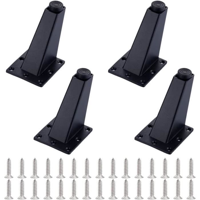 Pied Meuble Noir 4 Pièces Pieds de Meuble Réglable Pieds Réglables Meubles Jambes Triangulaires ...