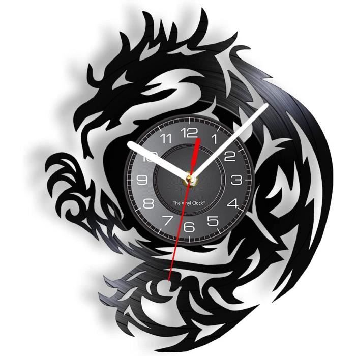 Pendule Murale De 30Cm Dragon Silhouette Horloge Murale Dominateur Cool ...