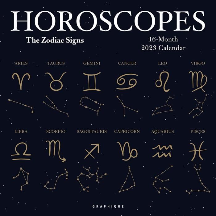 Calendrier mural horoscopes 2023 | 30,5 x 30,5 cm | Papier épais ...