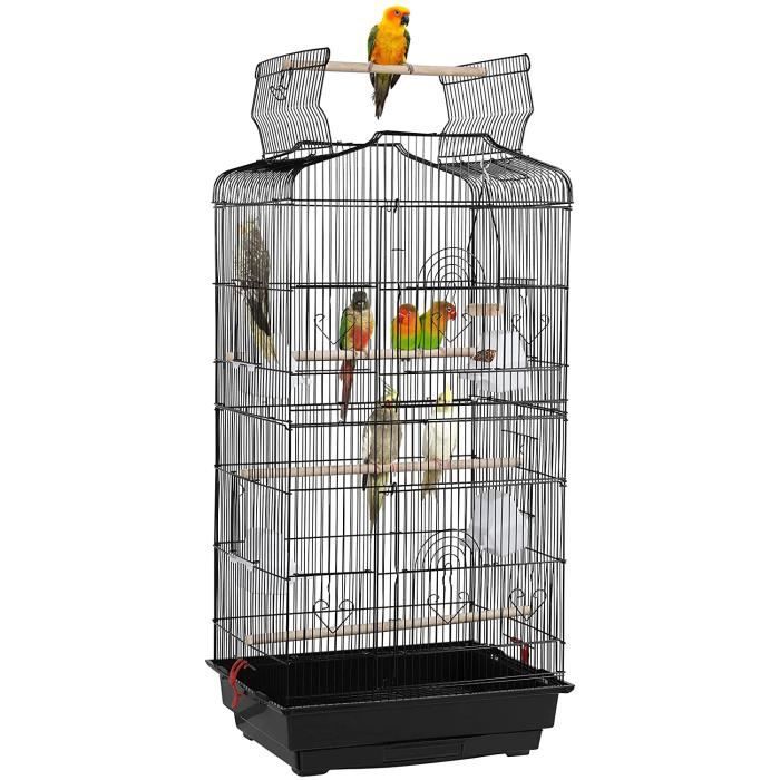 Yaheetech Cage Oiseaux Perruche Cage avec Toit Ouvrable pour Calopsitte ...